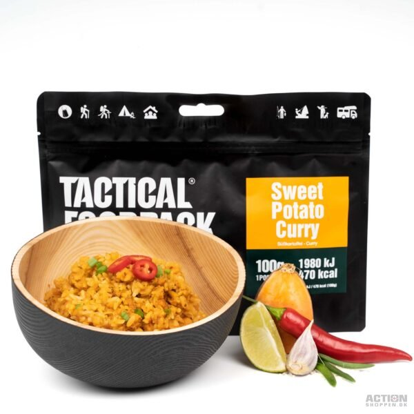 Tactical Foodpack Sødkartofler med karry 100g finder du hos ...